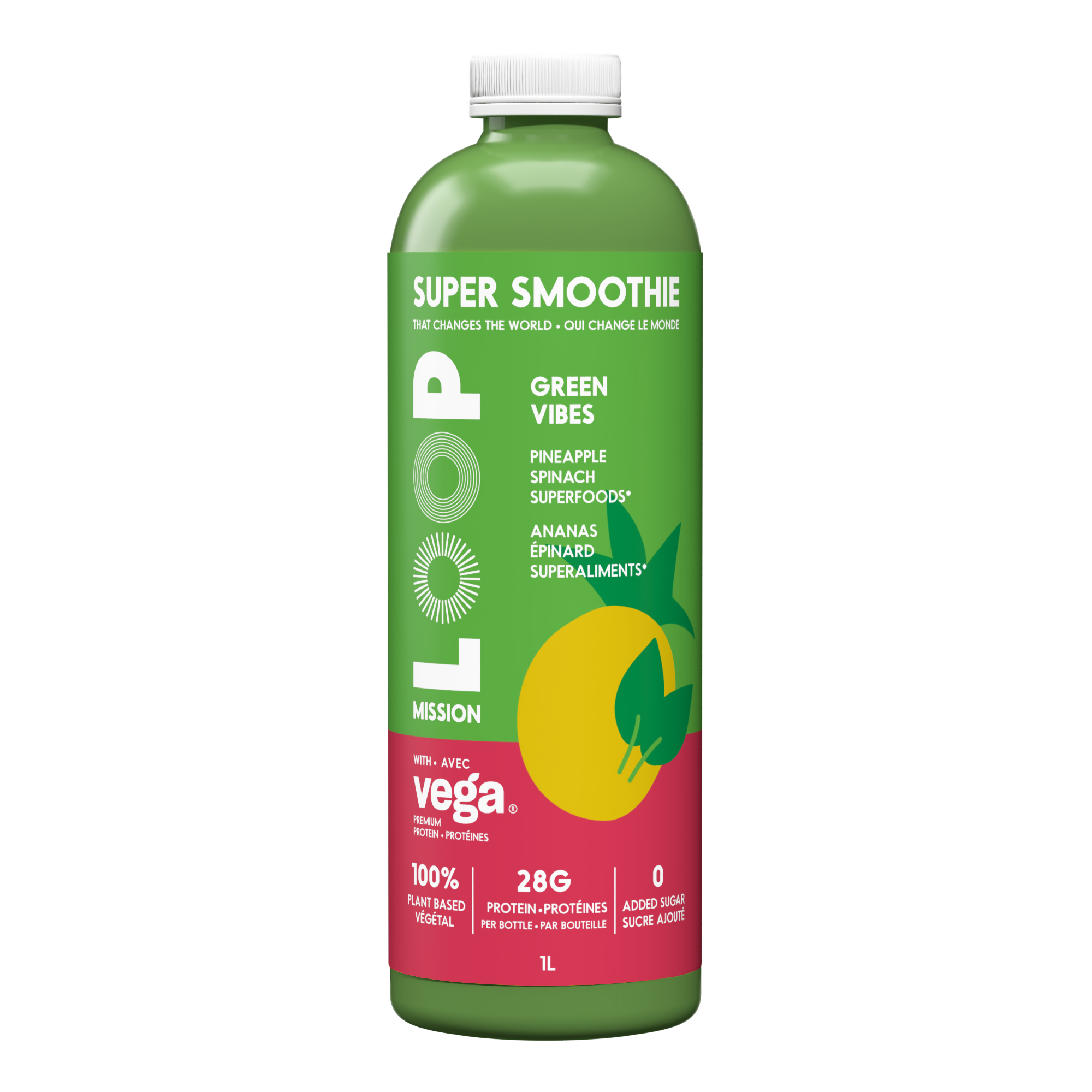 GREEN VIBES 1L - Protein Cold-Pressed Smoothies - LOOP Mission